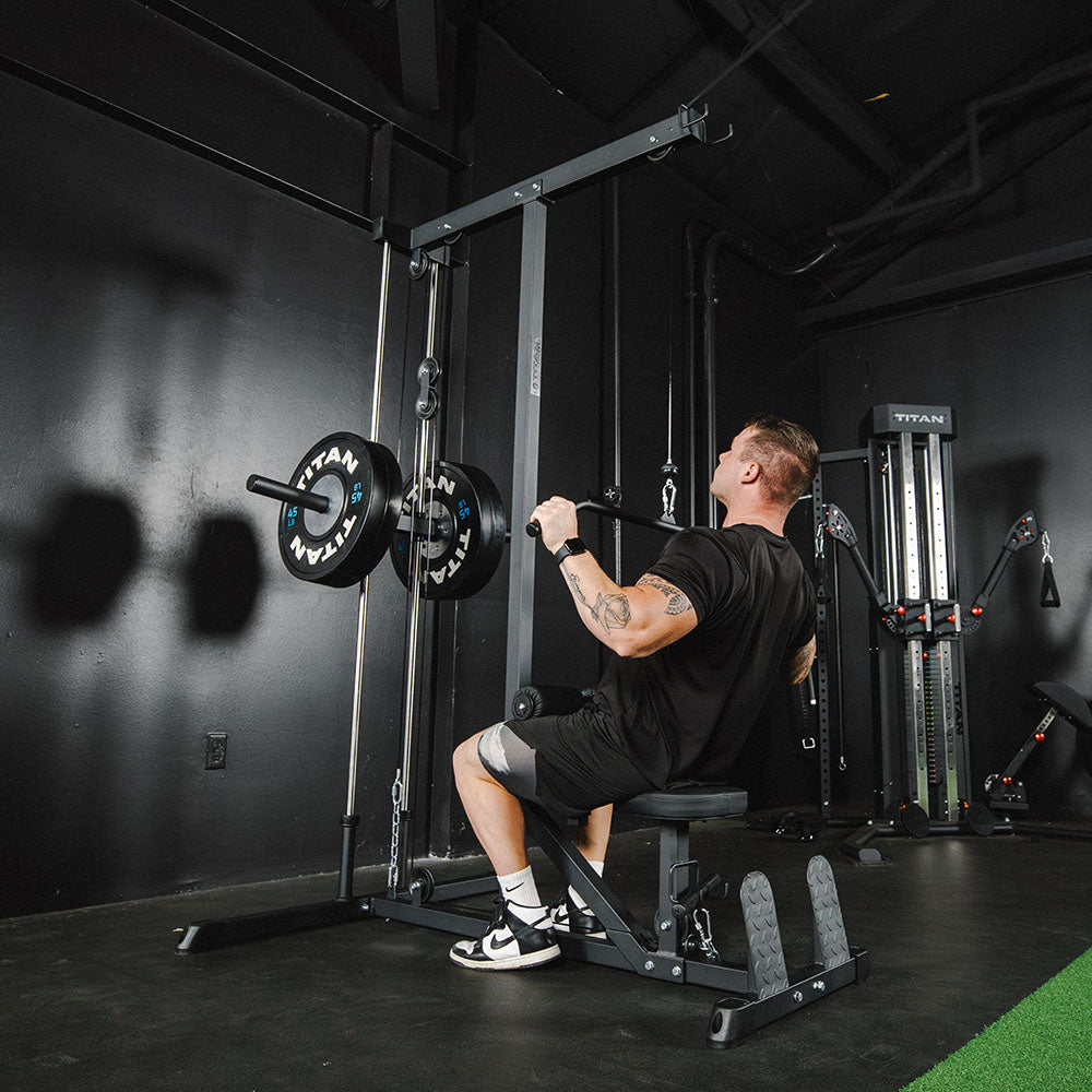 Plate Loaded Lat Pulldown & Low Row Machine | Titan Fitness