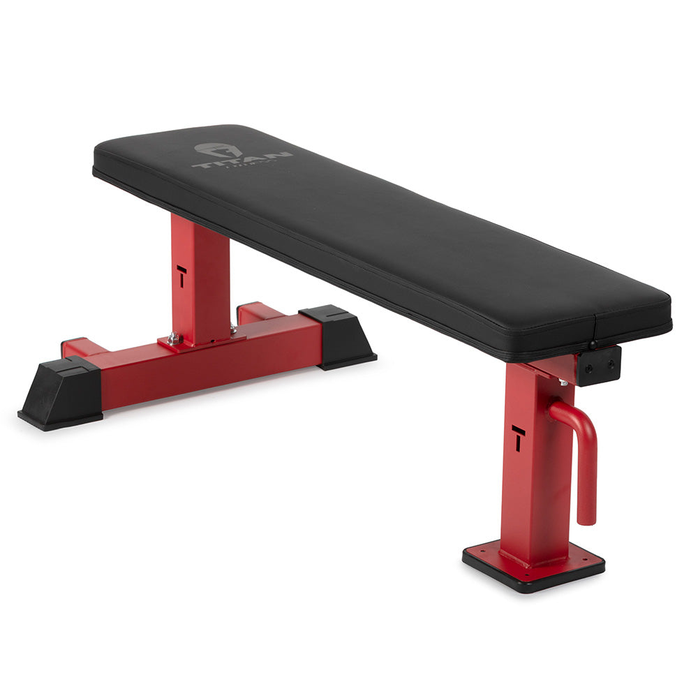 Scratch and Dent, Elite Series Single Post Flat Bench | Red | Titan Fitness