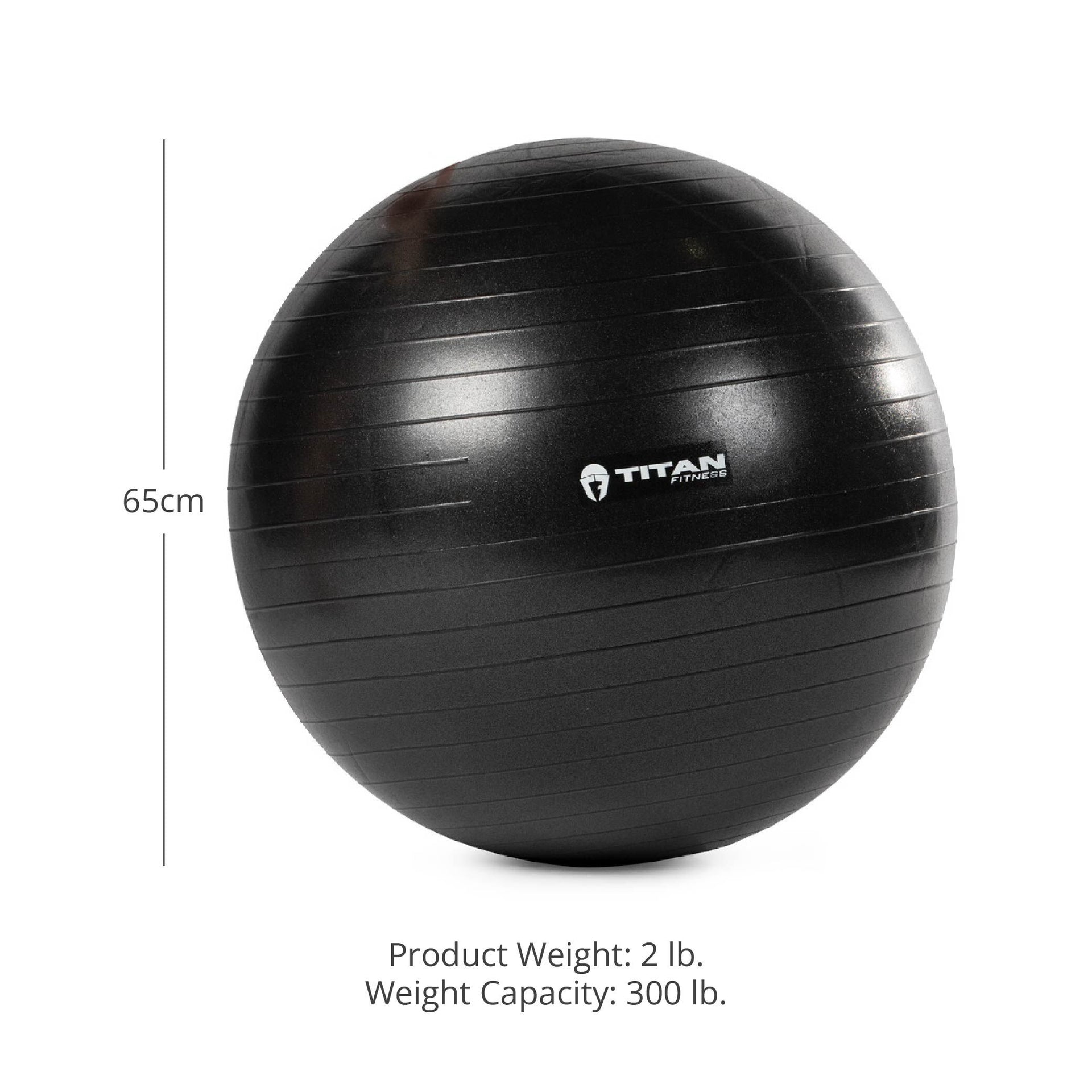 65cm Black Exercise Stability Ball – Titan Fitness