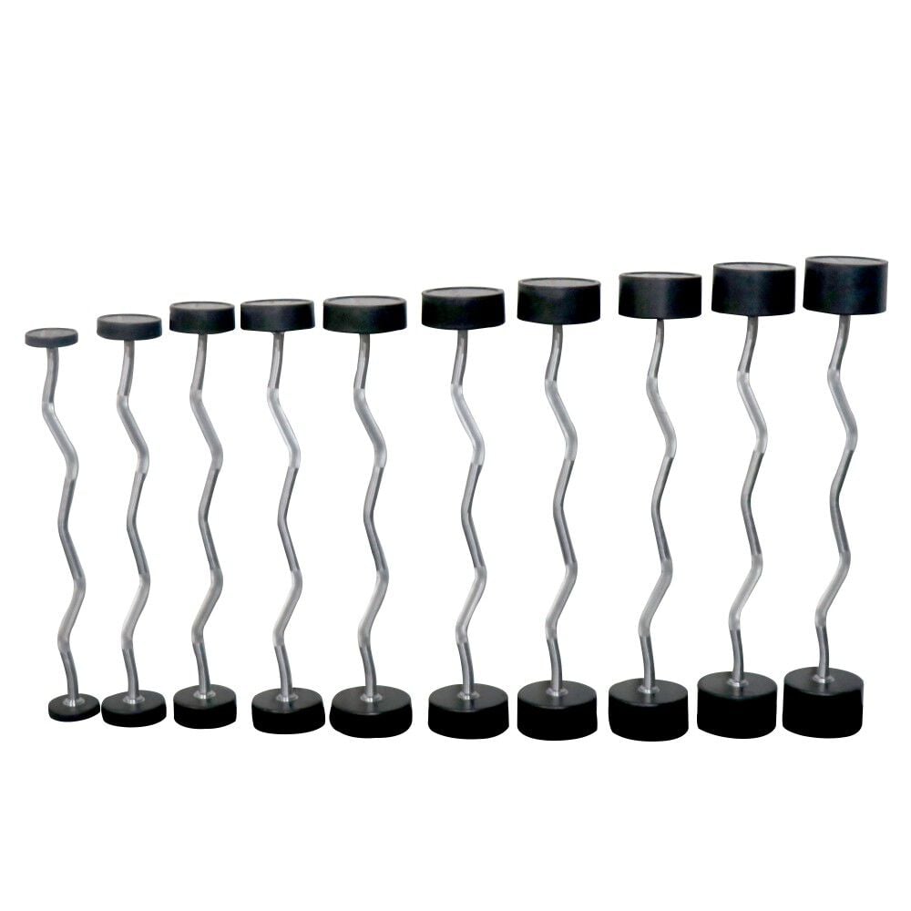 Scratch and Dent, Rubber Fixed Barbell | EZ Curl | 20 - 110 LB Set ...