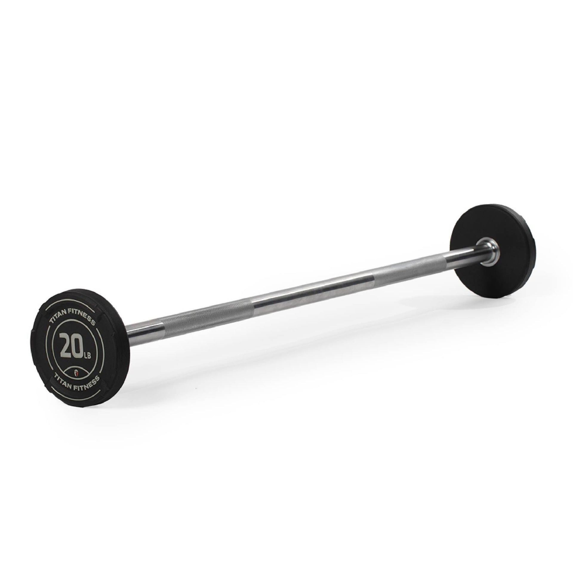 Scratch and Dent, 20 LB Straight Fixed Rubber Barbell | Titan Fitness