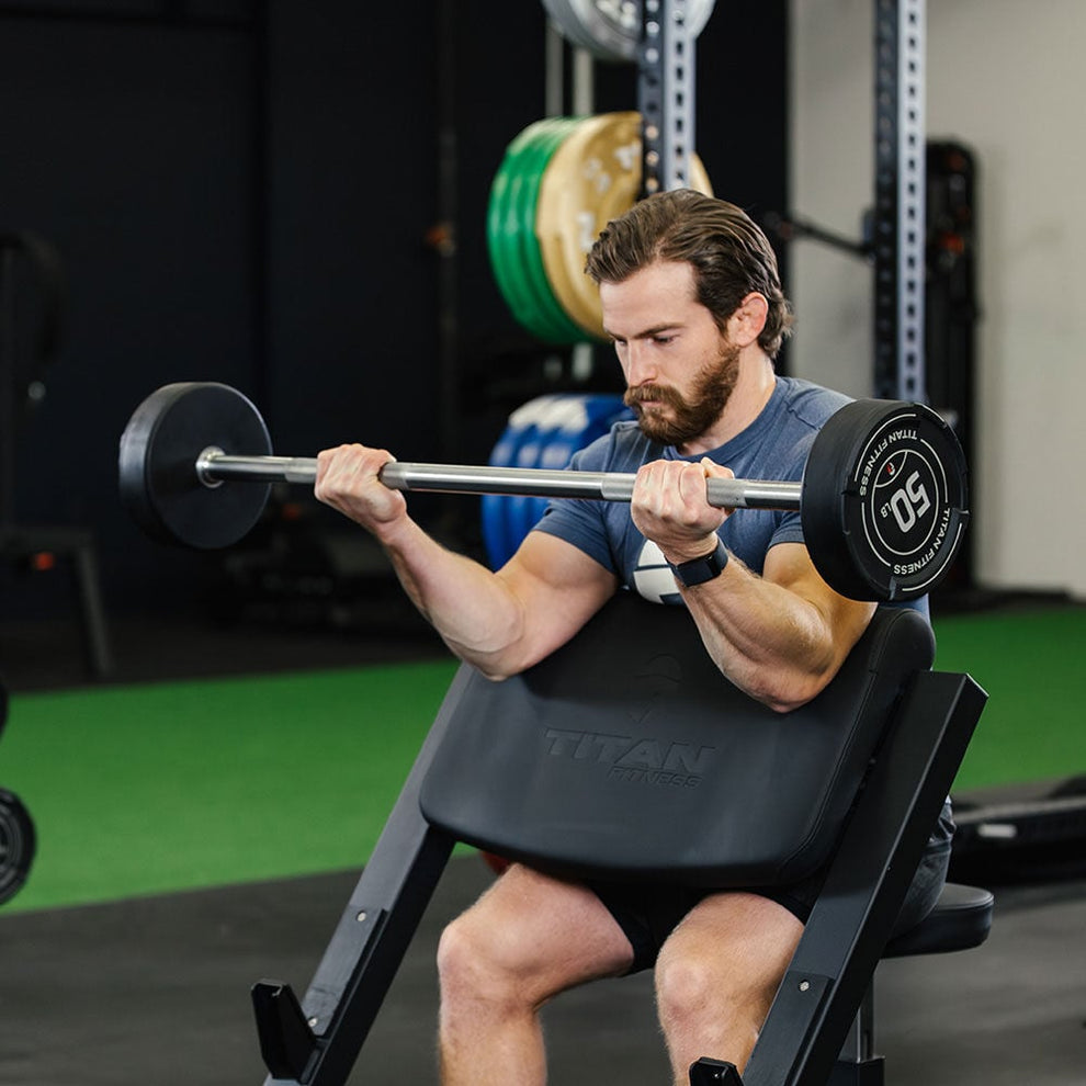 Scratch and Dent, 20 LB Straight Fixed Rubber Barbell | Titan Fitness