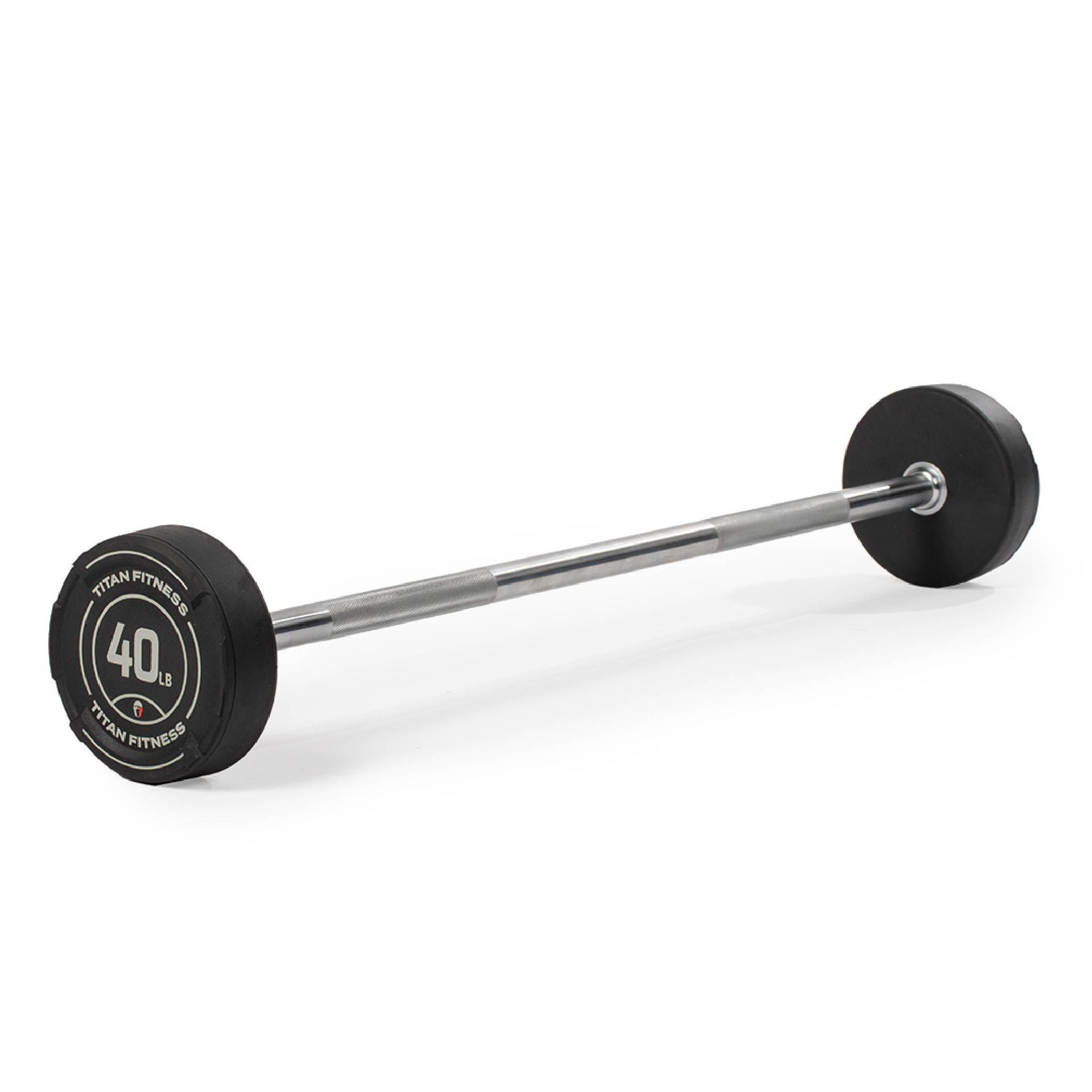 40 lb Straight Fixed Rubber Barbell | Titan Fitness