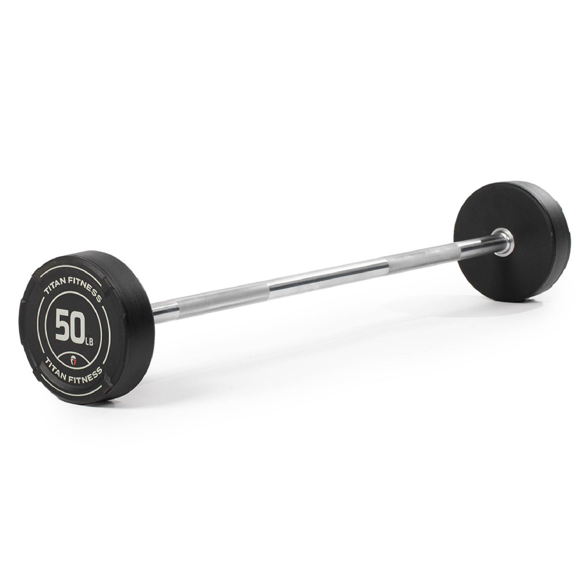50 lb Straight Fixed Rubber Barbell | Titan Fitness