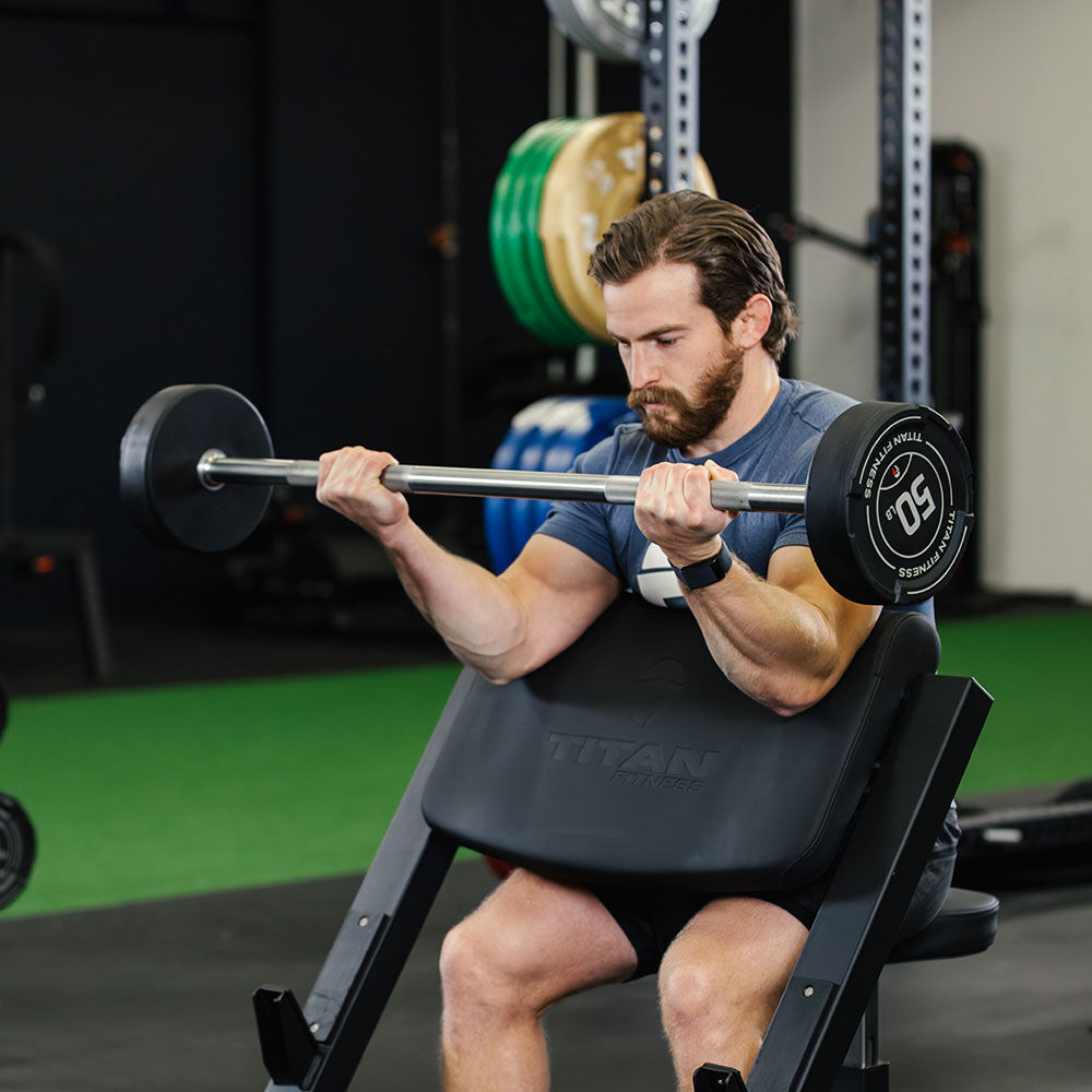 20lb-110lb Straight Fixed Rubber Barbell Set | Titan Fitness