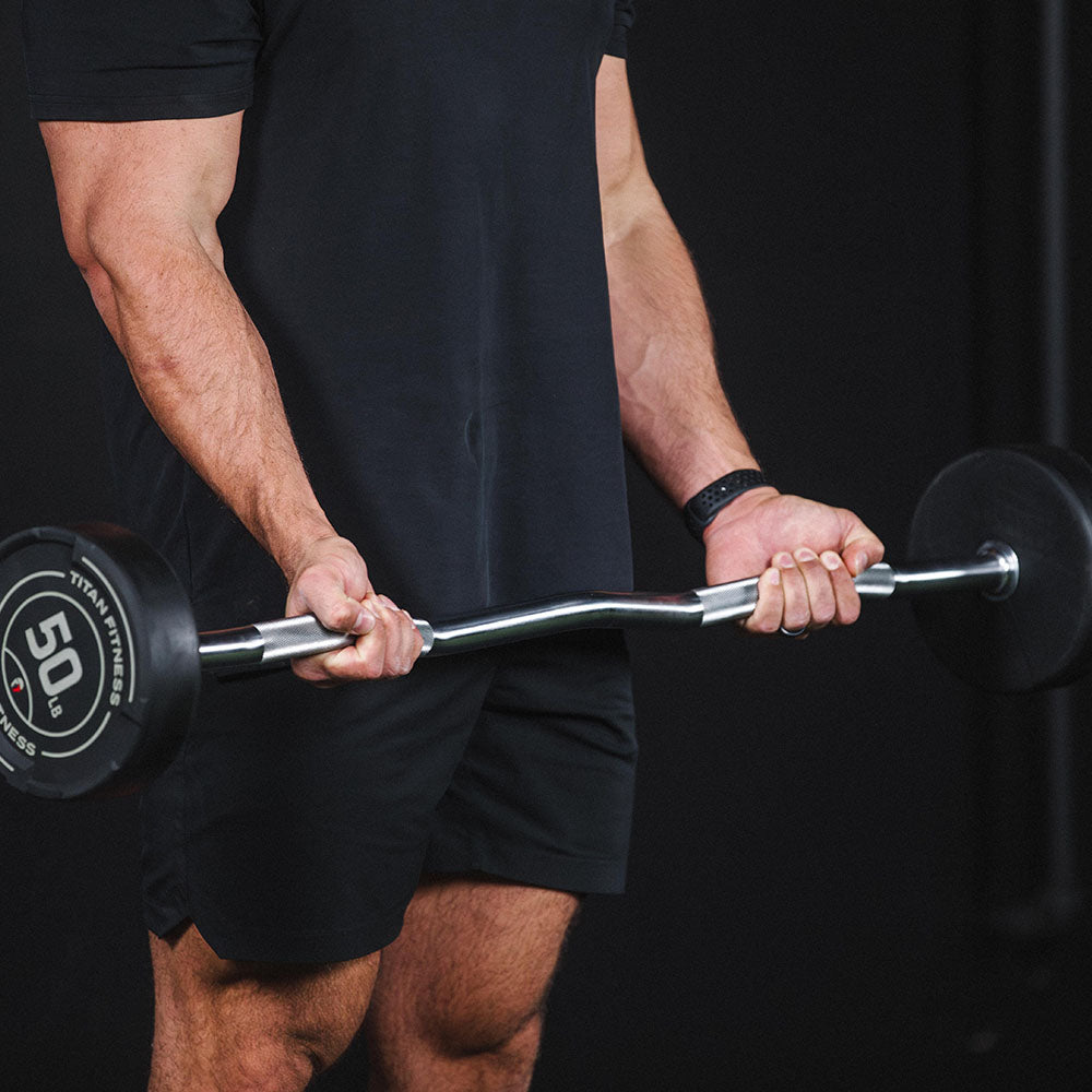 Scratch and Dent, 90 LB EZ Curl Fixed Urethane Barbell | Titan Fitness