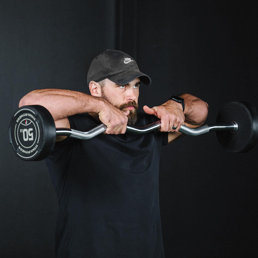 Scratch and Dent, 90 LB EZ Curl Fixed Urethane Barbell | Titan Fitness