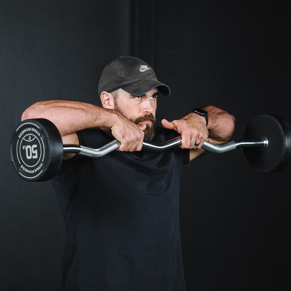 Scratch and Dent, 90 LB EZ Curl Fixed Urethane Barbell | Titan Fitness