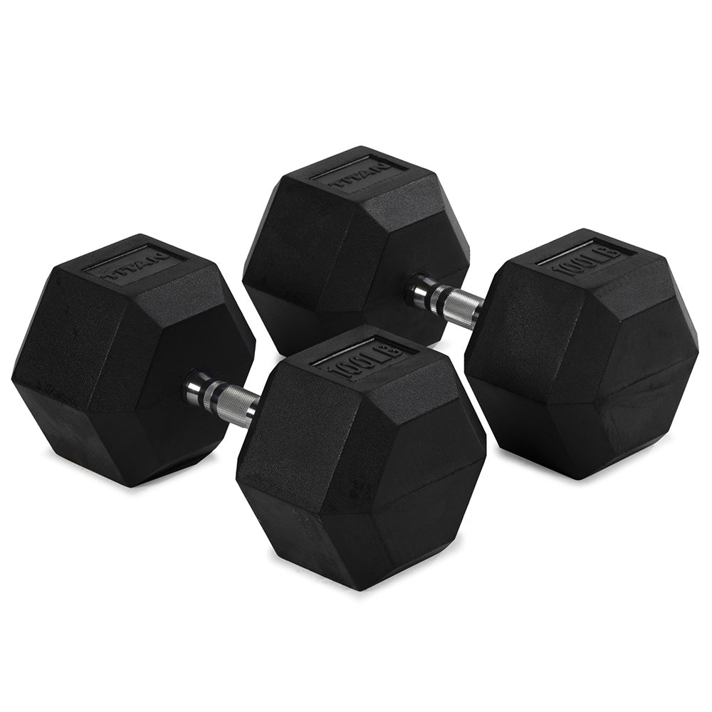 100 lb Rubber Hex Dumbbell Sets | Titan Fitness