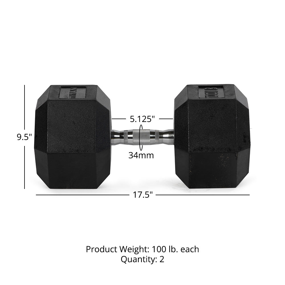 100 lb Rubber Hex Dumbbell Sets | Titan Fitness