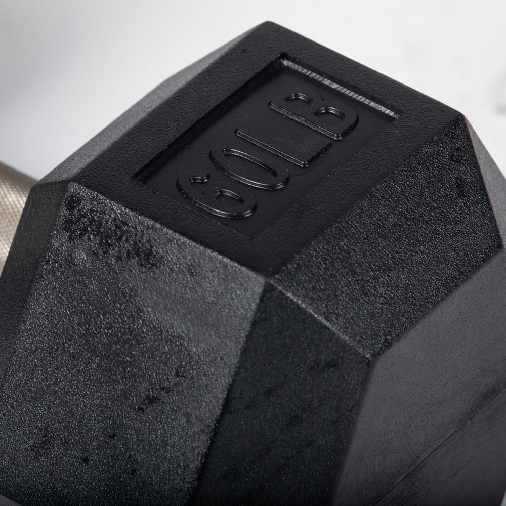 60 LB Straight Stainless Steel Hex Dumbbells – Titan Fitness