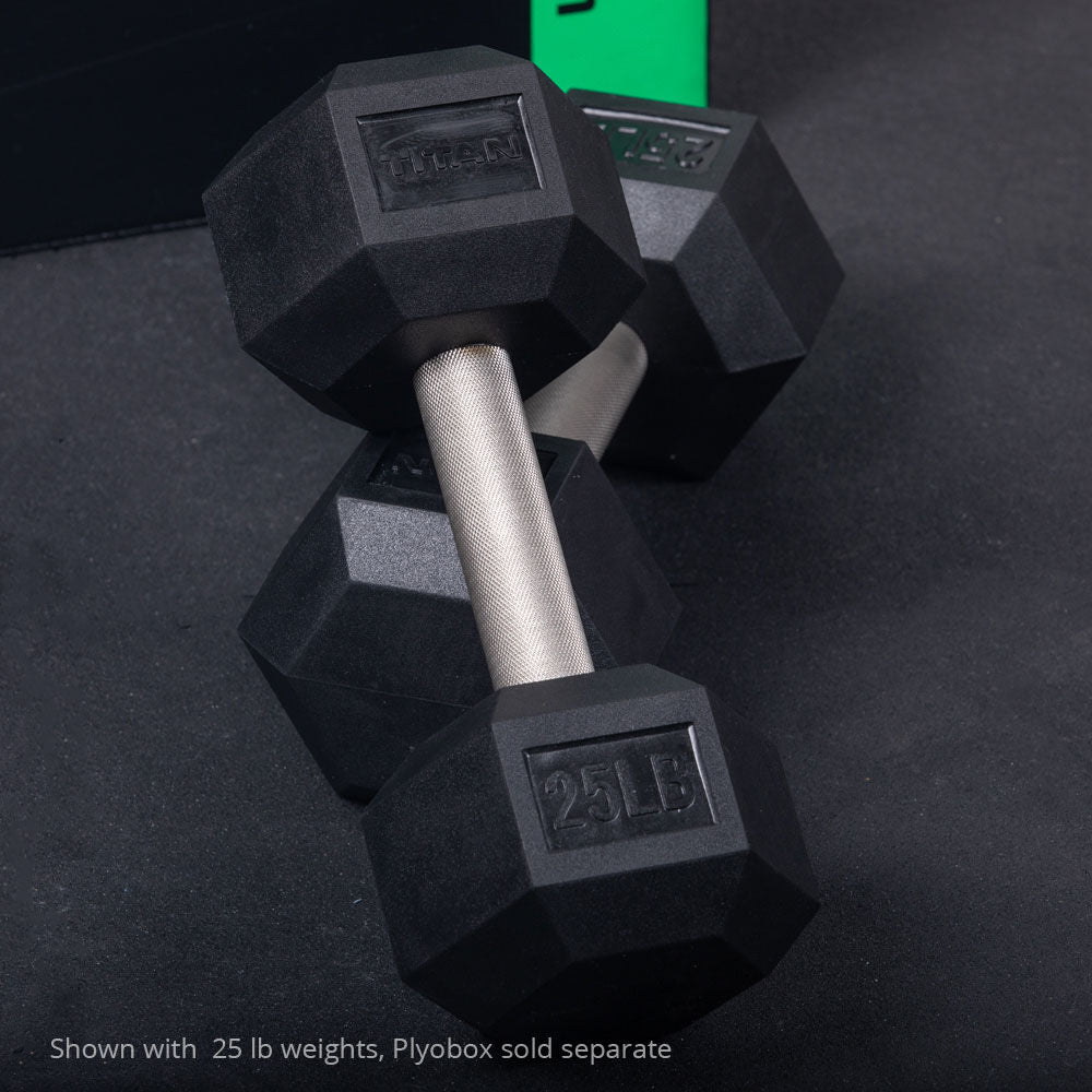 60 LB Straight Stainless Steel Hex Dumbbells – Titan Fitness