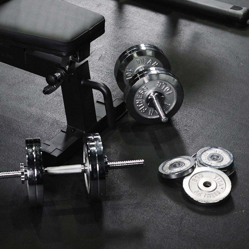 200 LB Set Adjustable Chrome Dumbbells | Titan Fitness