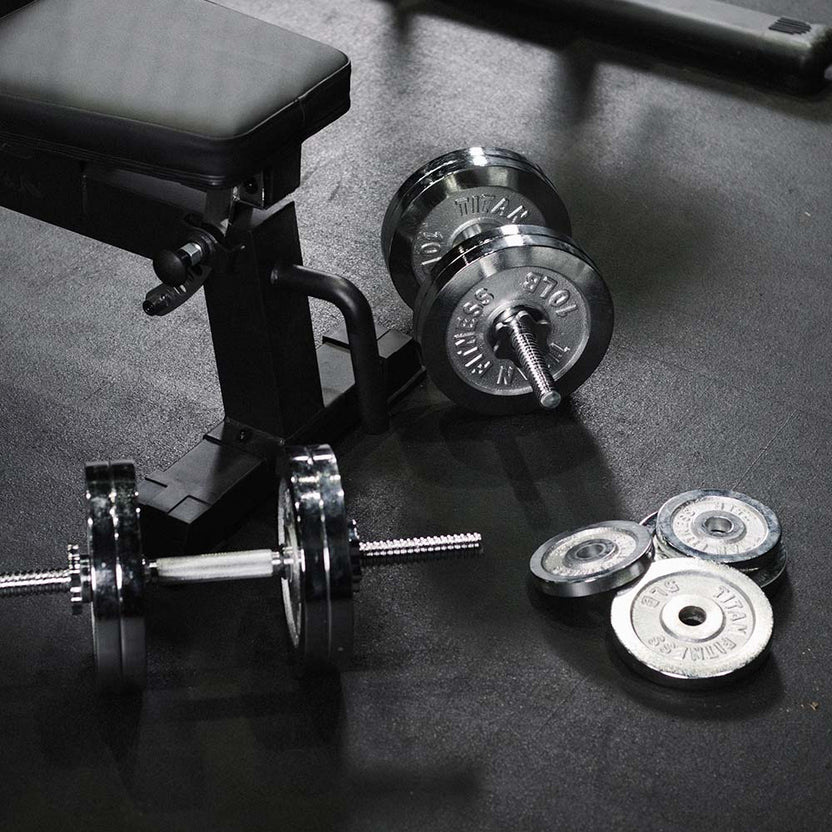 200 LB Set Adjustable Chrome Dumbbells | Titan Fitness