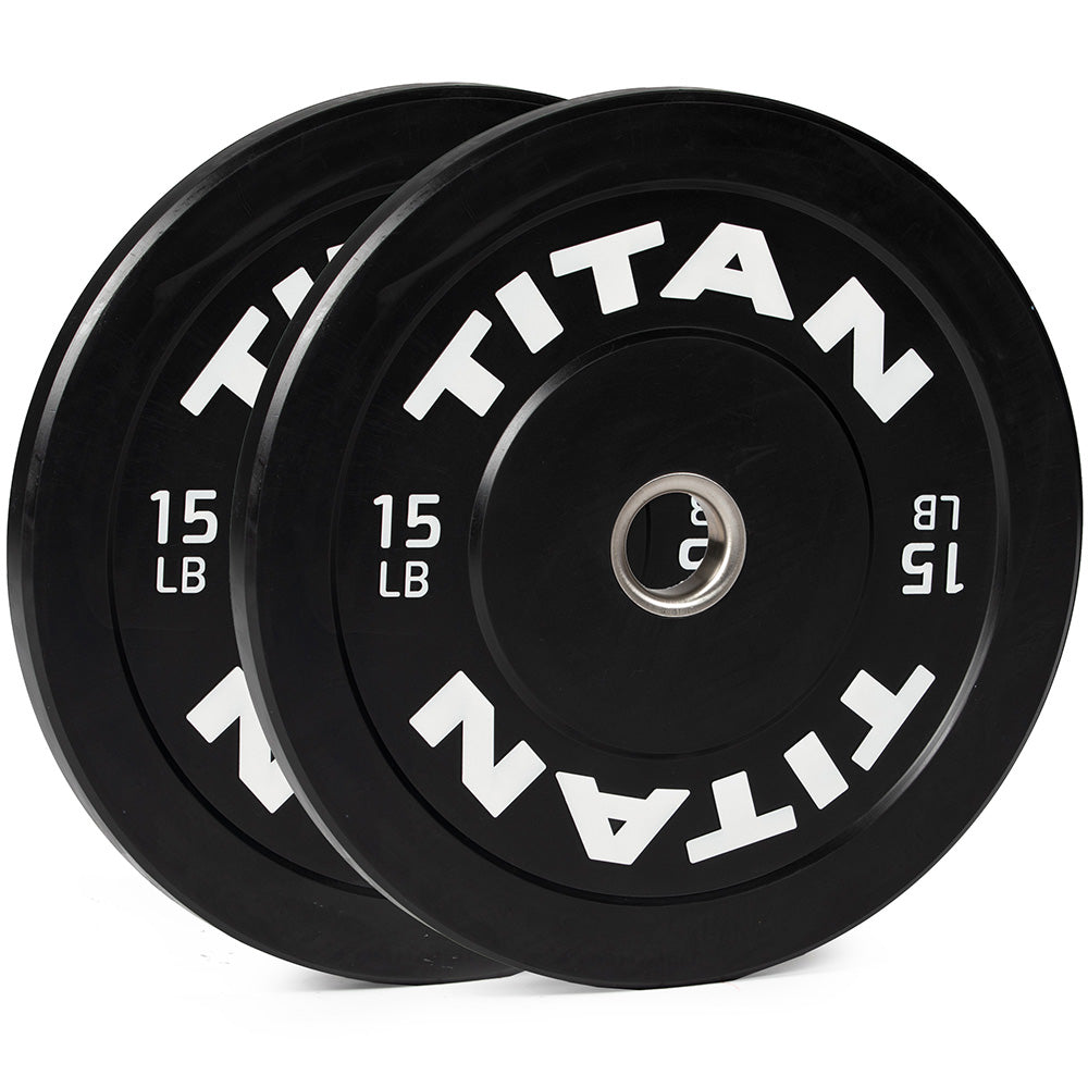 15 LB Pair Economy Black Bumper Plates | Titan Fitness